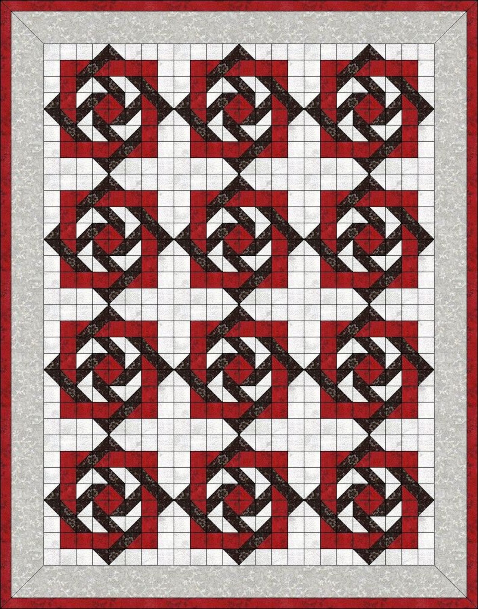 Digital PDF Quilt Block Pattern|interlocked Squares Quilt Block Pattern|slip Knot|modern ...