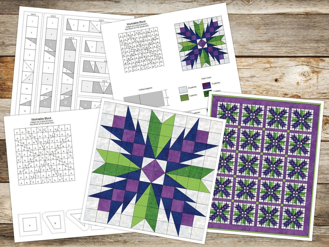 Digital PDF Quilt Block Pattern|thistle Rose Quilt Block Pattern|modern ...
