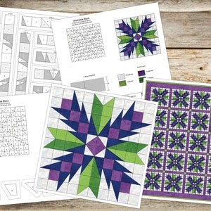 Digital PDF Quilt Block Pattern|thistle Rose Quilt Block Pattern|modern ...