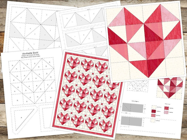 Digital PDF Quilt Block Patternabstract Heartvalentine Quilt - Etsy