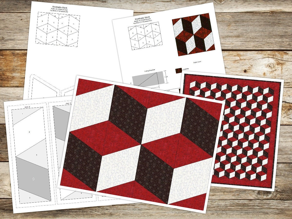 Digital PDF Quilt Block Patterntumbling Blocks Quilt Block - Etsy