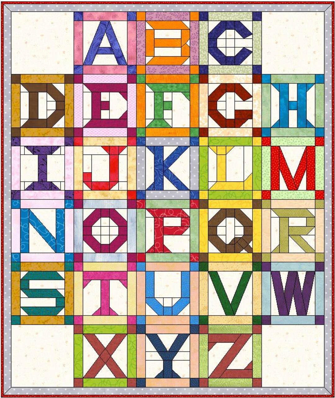 Digital PDF Quilt Block Pattern|alphabet Quilt Block Pattern|modern ...