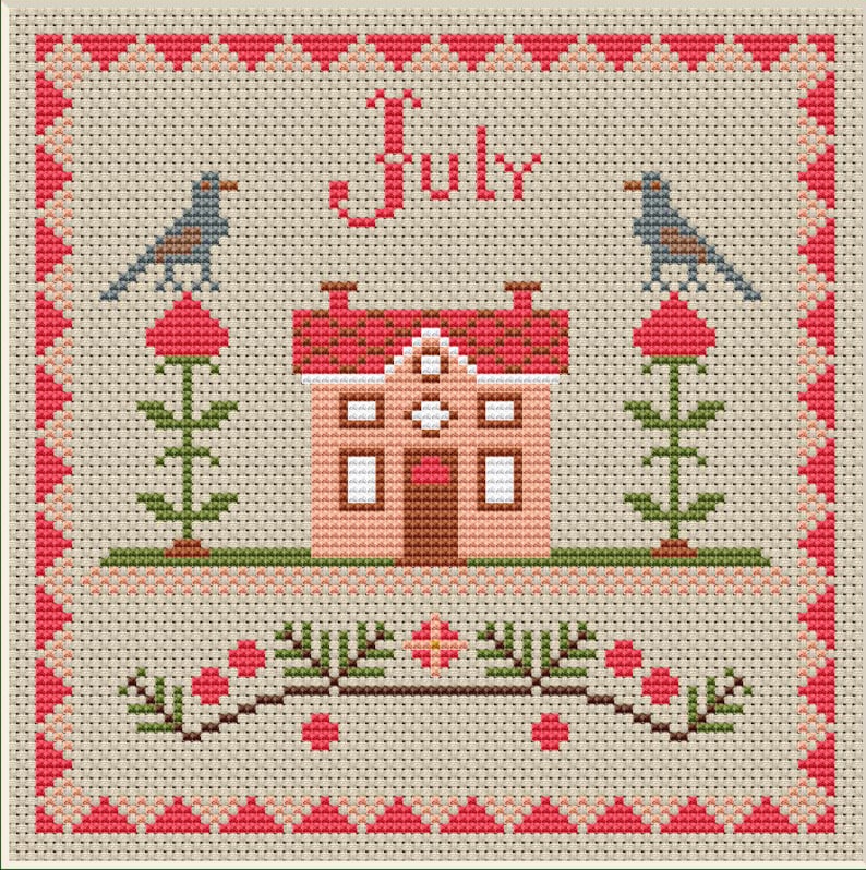 July Cross Stitch Pattern July Monthly Sampler Calendar | Etsy