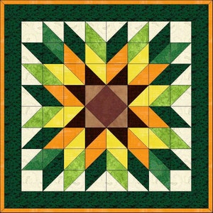 Digital PDF Quilt Block Pattern|sunflower Star Quilt Block|modern ...