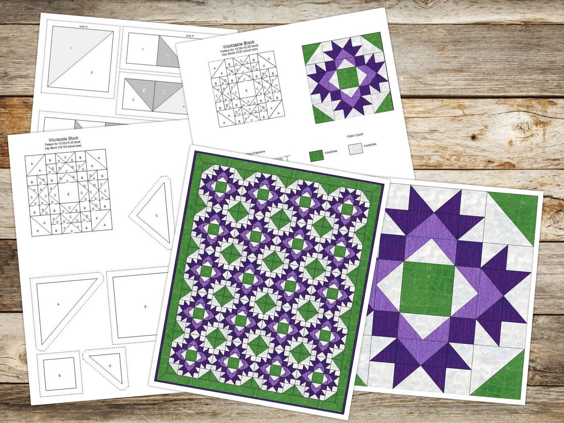 Digital PDF Quilt Block Pattern|thistle Bloom Quilt Block Pattern ...