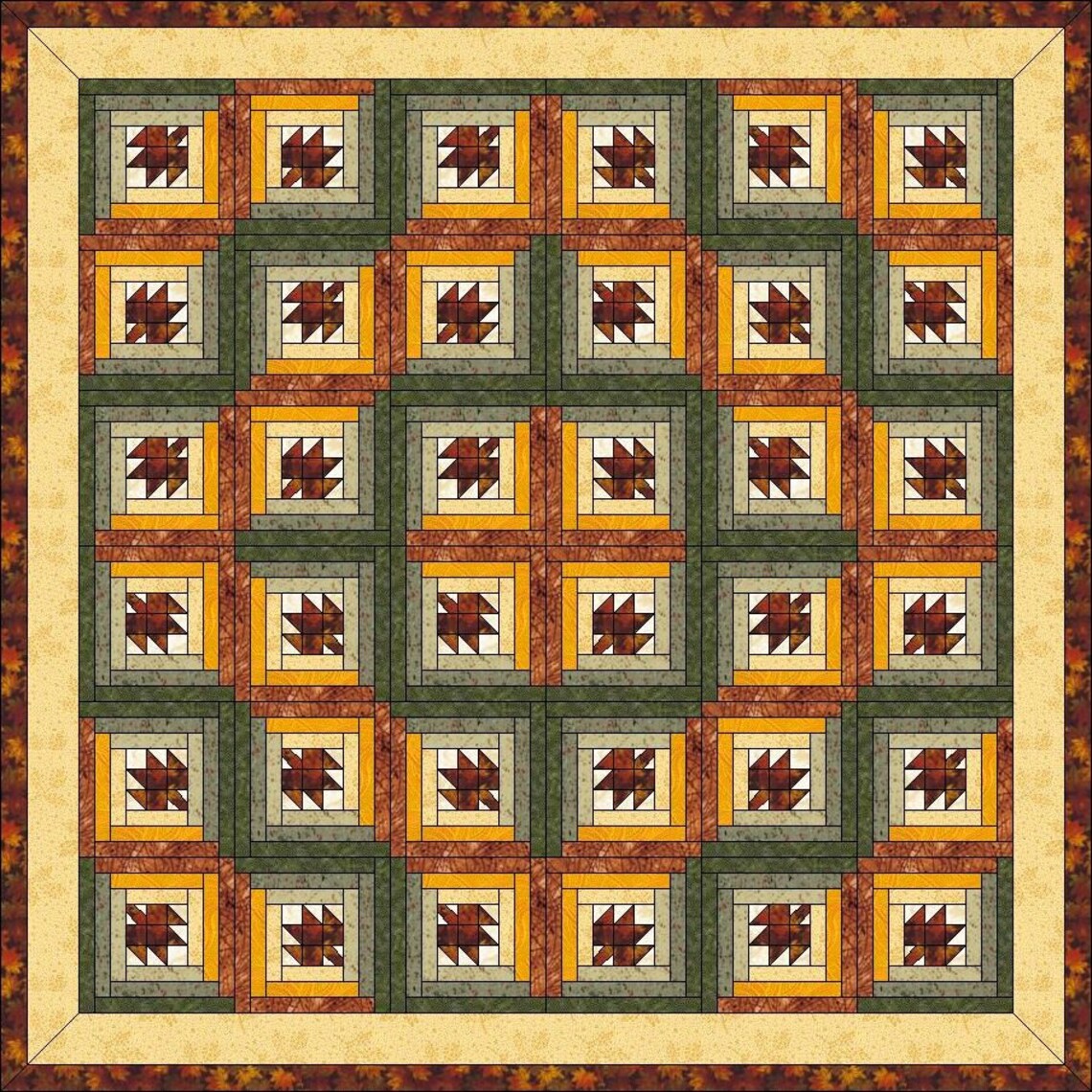 Digital Pdf|maple Leaf Log Cabin Quilt Block Pattern|modern Patchwork ...