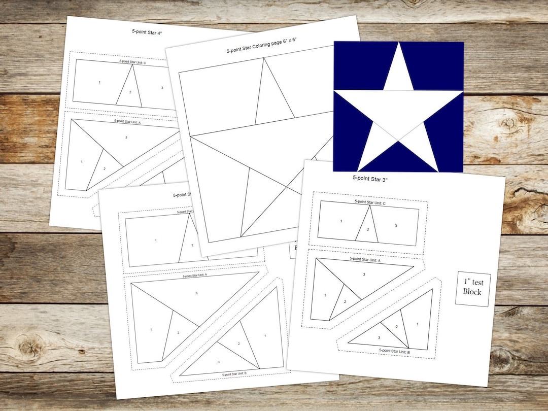 Foundation Paper Piecing (FPP) Templates|5-point Star Quilt Block ...