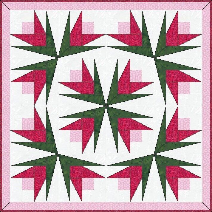 Foundation Paper Piecing (FPP) Templates|flowers Log Cabin Quilt Block ...