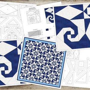 Digital PDF Quilt Block Pattern|storm at Sea and Snail Trail (two ...