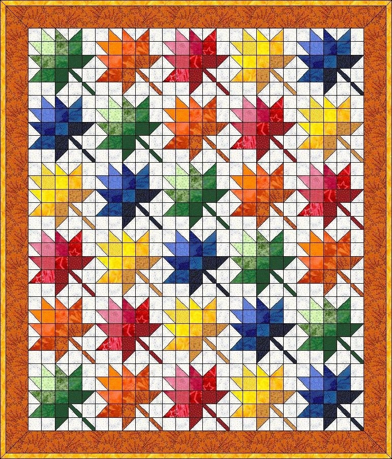 Maple Leaves Digital PDF Quilt Pattern|modern Patchwork|quilt Block ...