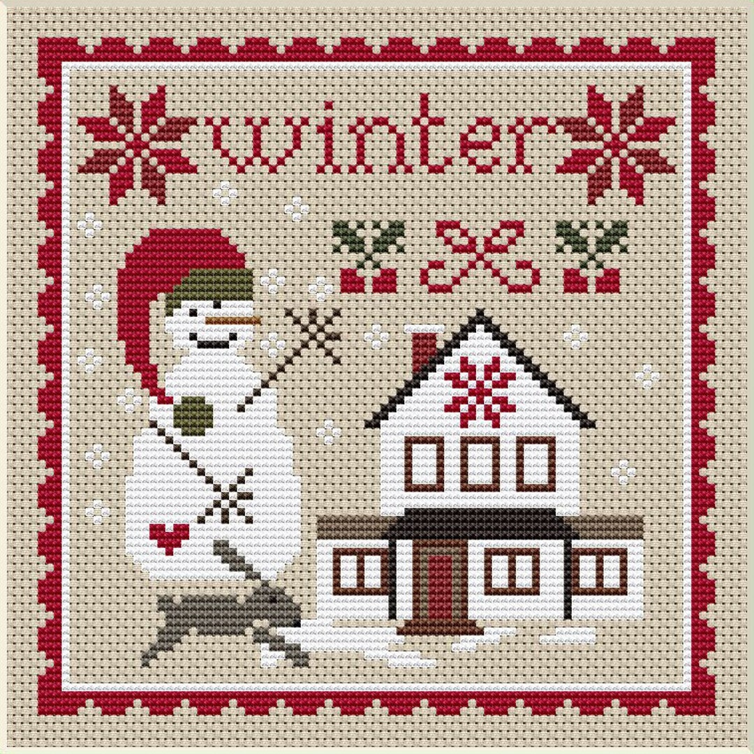 Winter Cross Stitch Pattern,primitive Cross Stitch Pattern, House ...