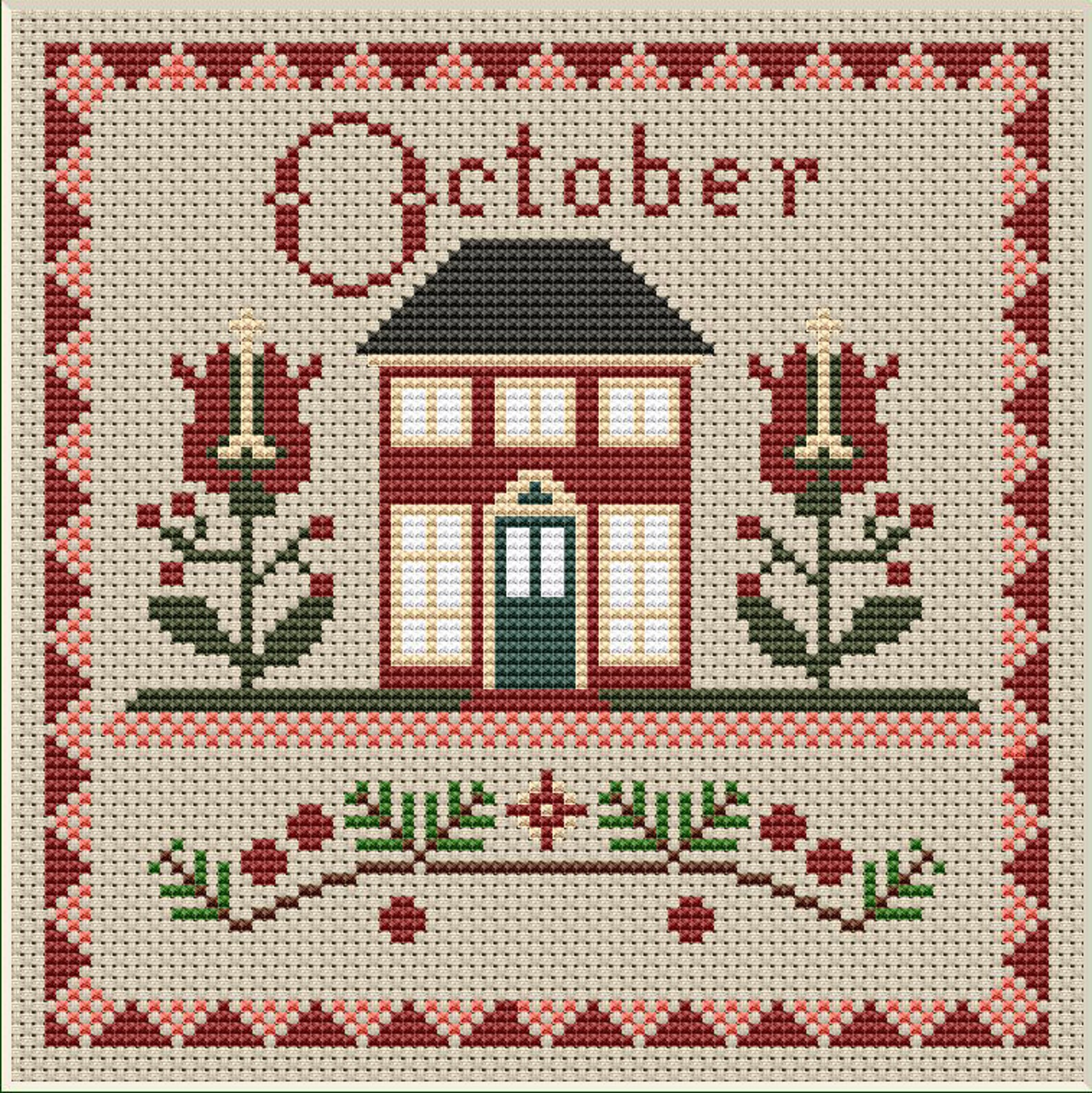 October Cross Stitch Pattern October Monthly Sampler - Etsy