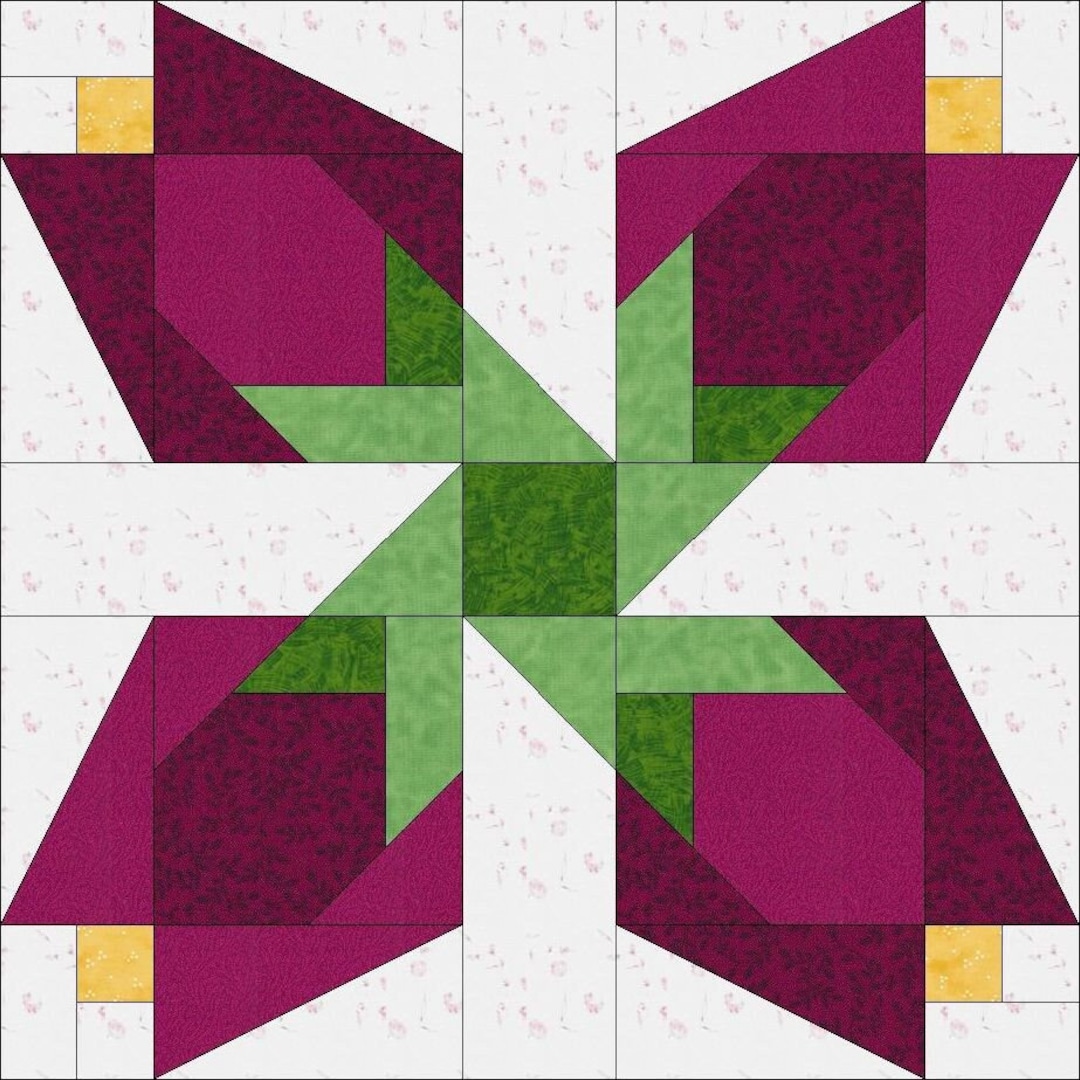 Digital PDF Quilt Block Pattern|tulips Quilt Block Pattern|modern ...