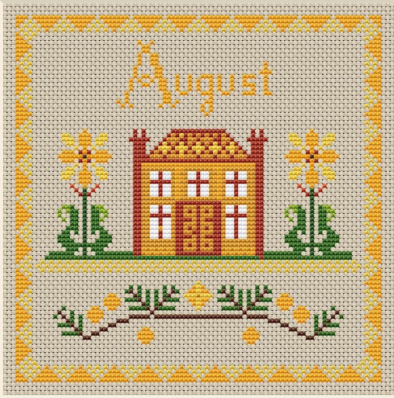 August Cross Stitch Patternaugust Monthly Sampler Calendar | Etsy