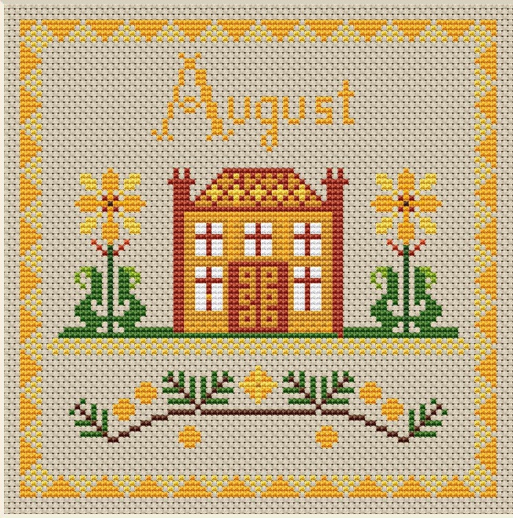 August Cross Stitch Patternaugust Monthly Sampler Calendar | Etsy