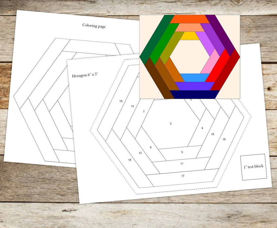 Foundation Paper Piecing (FPP) Templates|hexagon Log Cabin Quilt Block ...