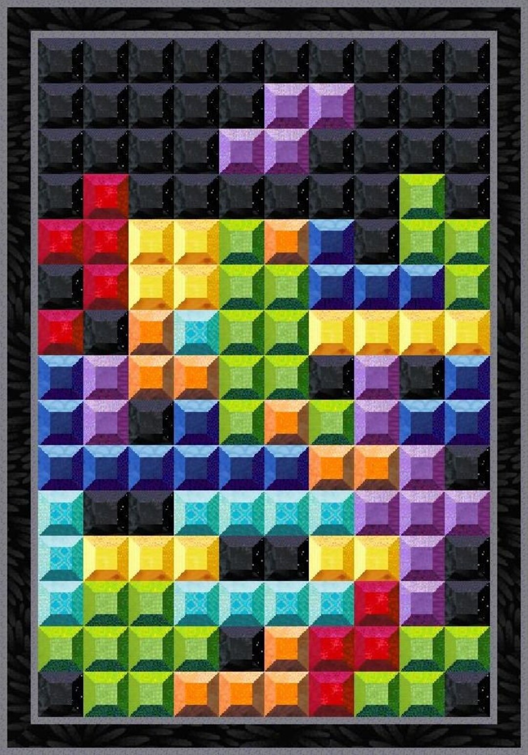 Digital PDF Quilt Pattern|tetris Quilt Pattern|3d Tetris Quilt|modern ...