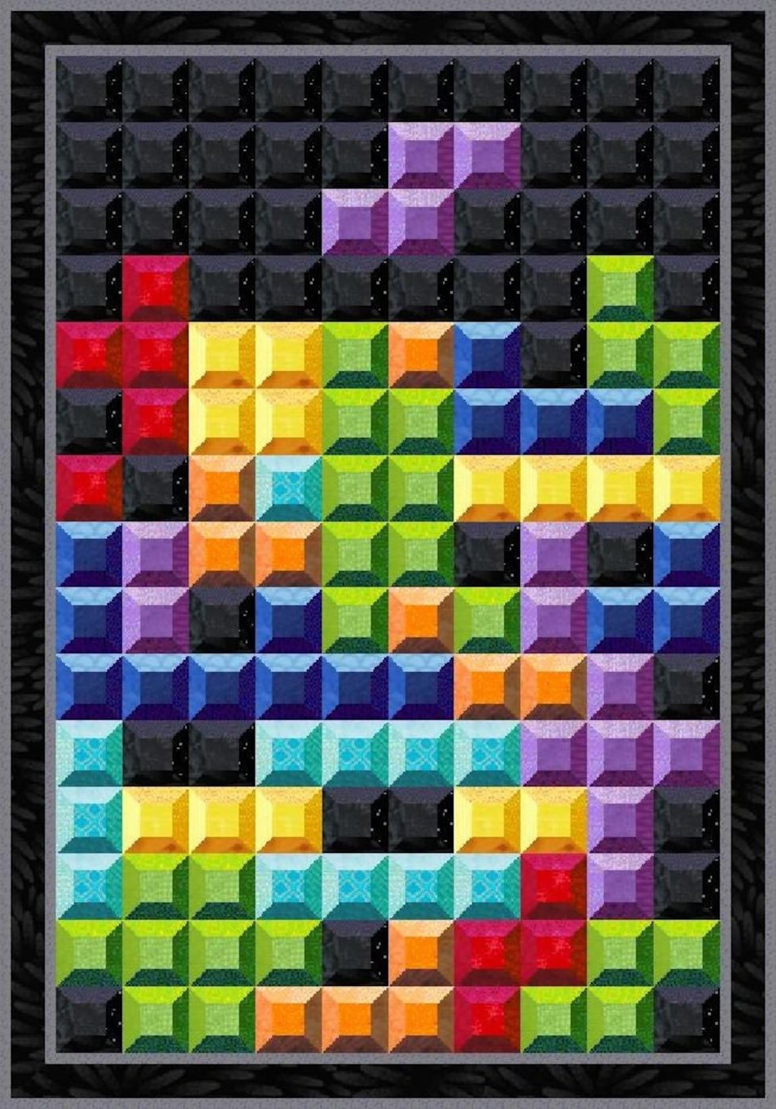 Digital PDF Quilt Pattern|tetris Quilt Pattern|3d Tetris Quilt|modern ...