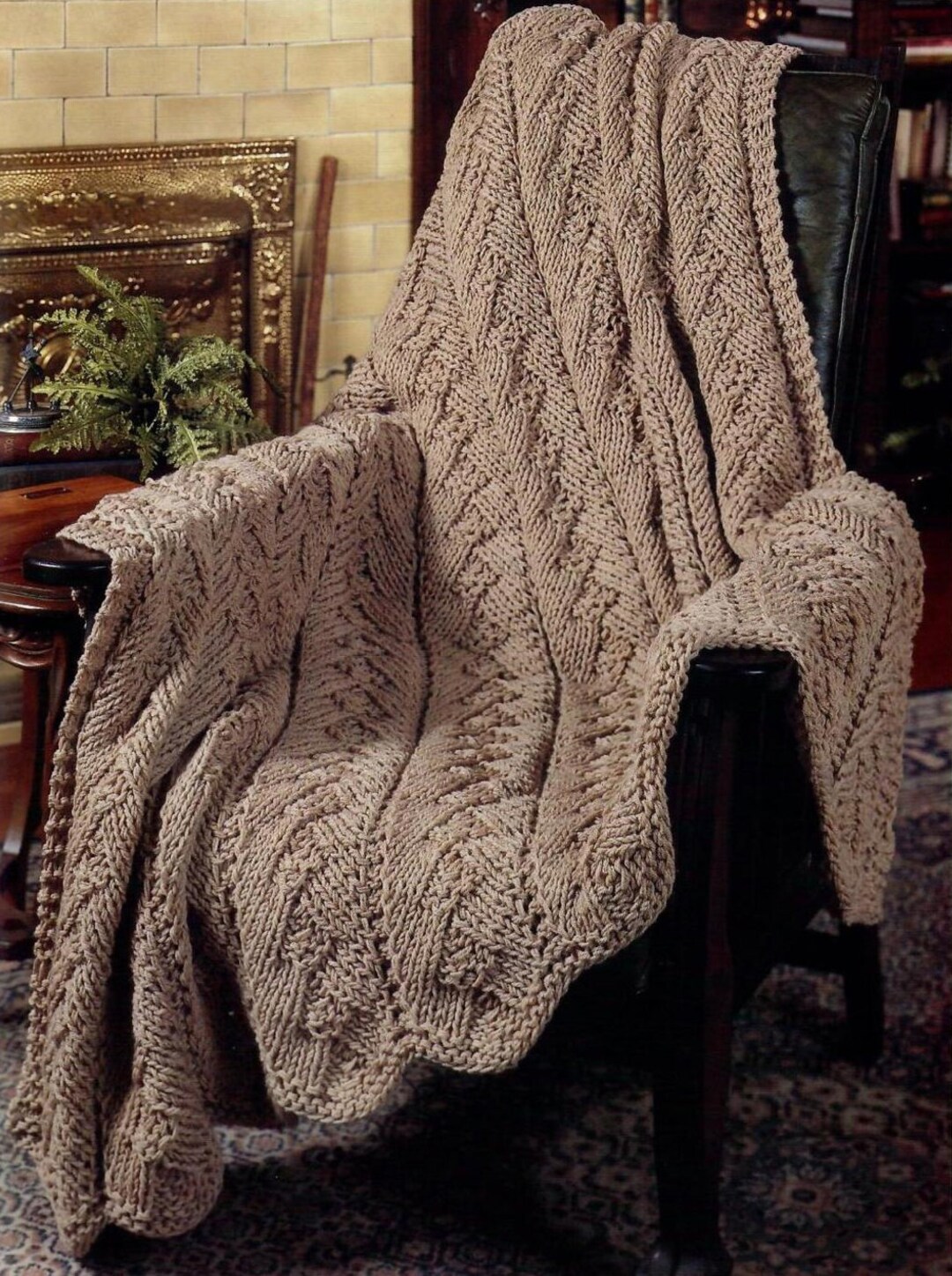 Assuring Afghan,knitting Pattern,over the Rooftops, Blanket,throw ...