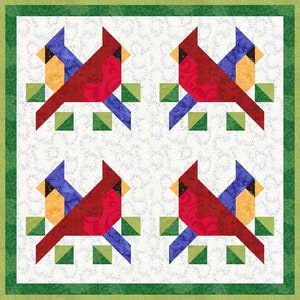 Digital Pdf|cardinal Birds Quilt Block Pattern|cardinal Birds Quilt ...