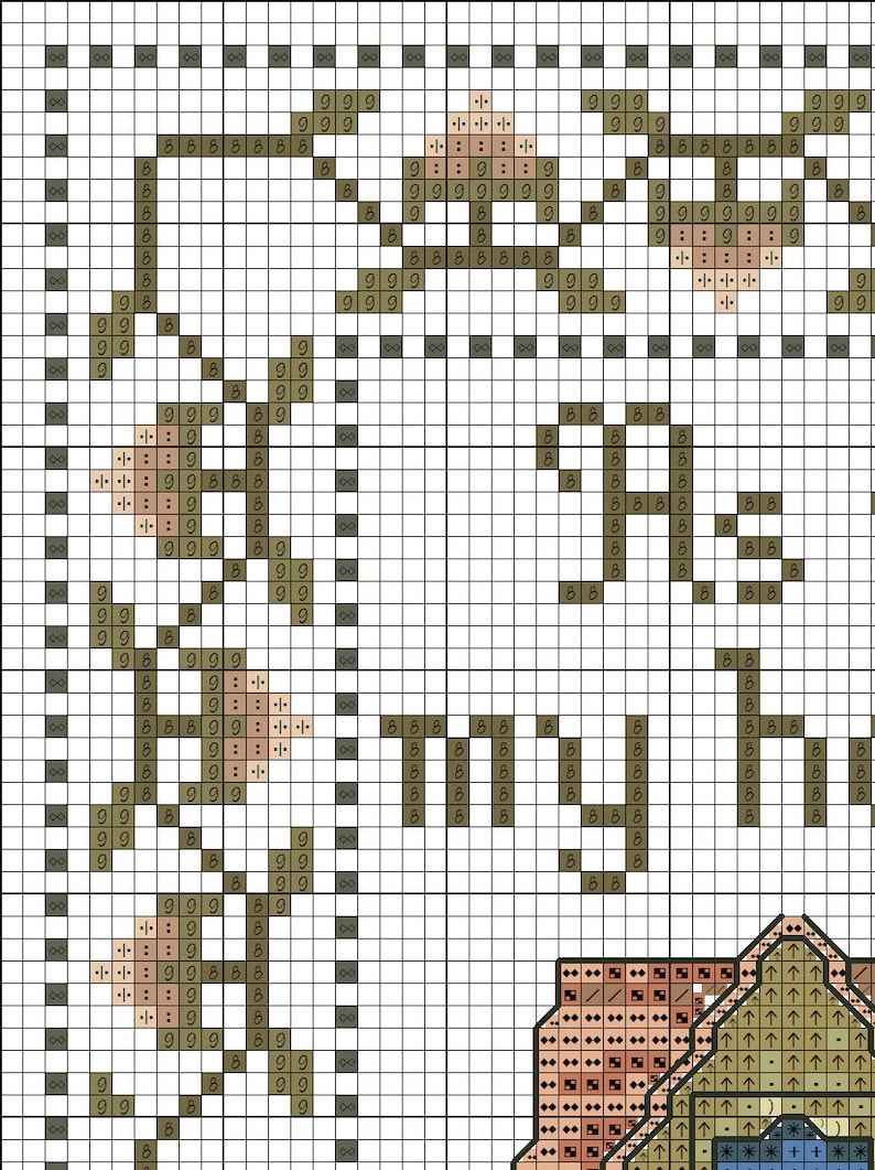 House Sampler Primitive Cross Stitch Pattern House Cross | Etsy