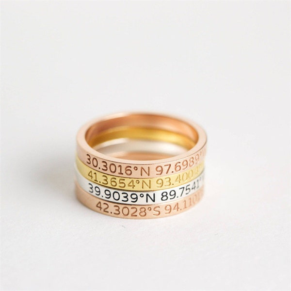 Coordinates Ring - Etsy