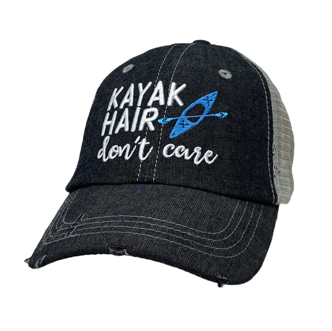 Kayak Hair Don't Care Embroidered Baseball Hat Mesh Trucker Style Hat ...