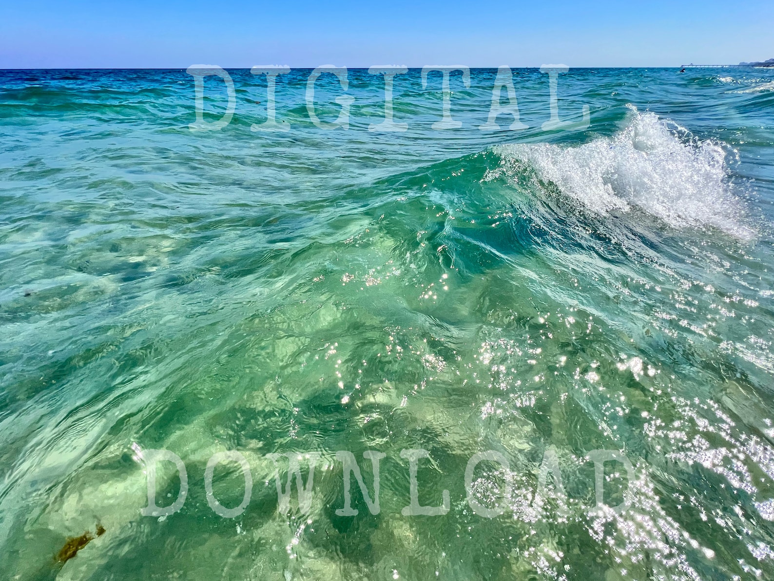 Four Crystal Clear Aqua Green and Blue Ocean Water Printable Digital ...