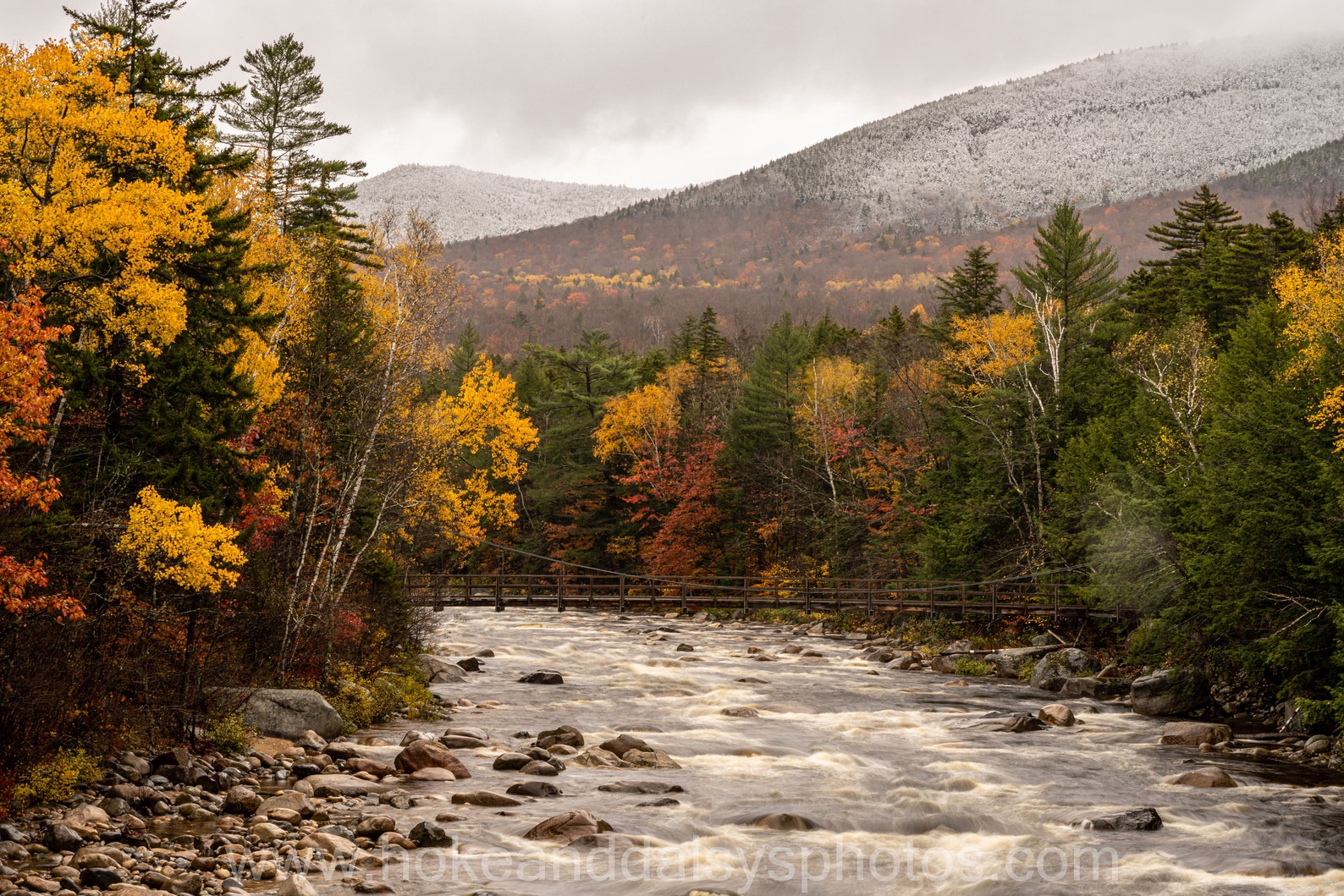 East Branch Pemigewasset River and the White Mountains in Autumn and ...