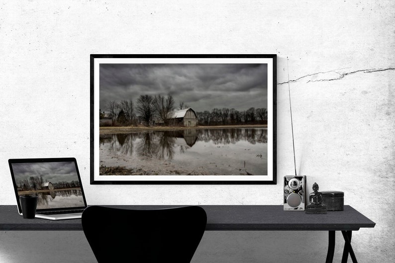 Moody Barn Reflections Art Print - Michigan Rural Photography - Etsy