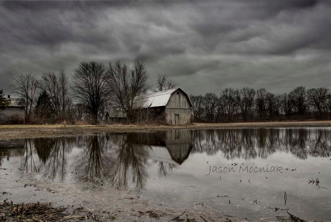 Moody Barn Reflections Art Print - Michigan Rural Photography - Etsy