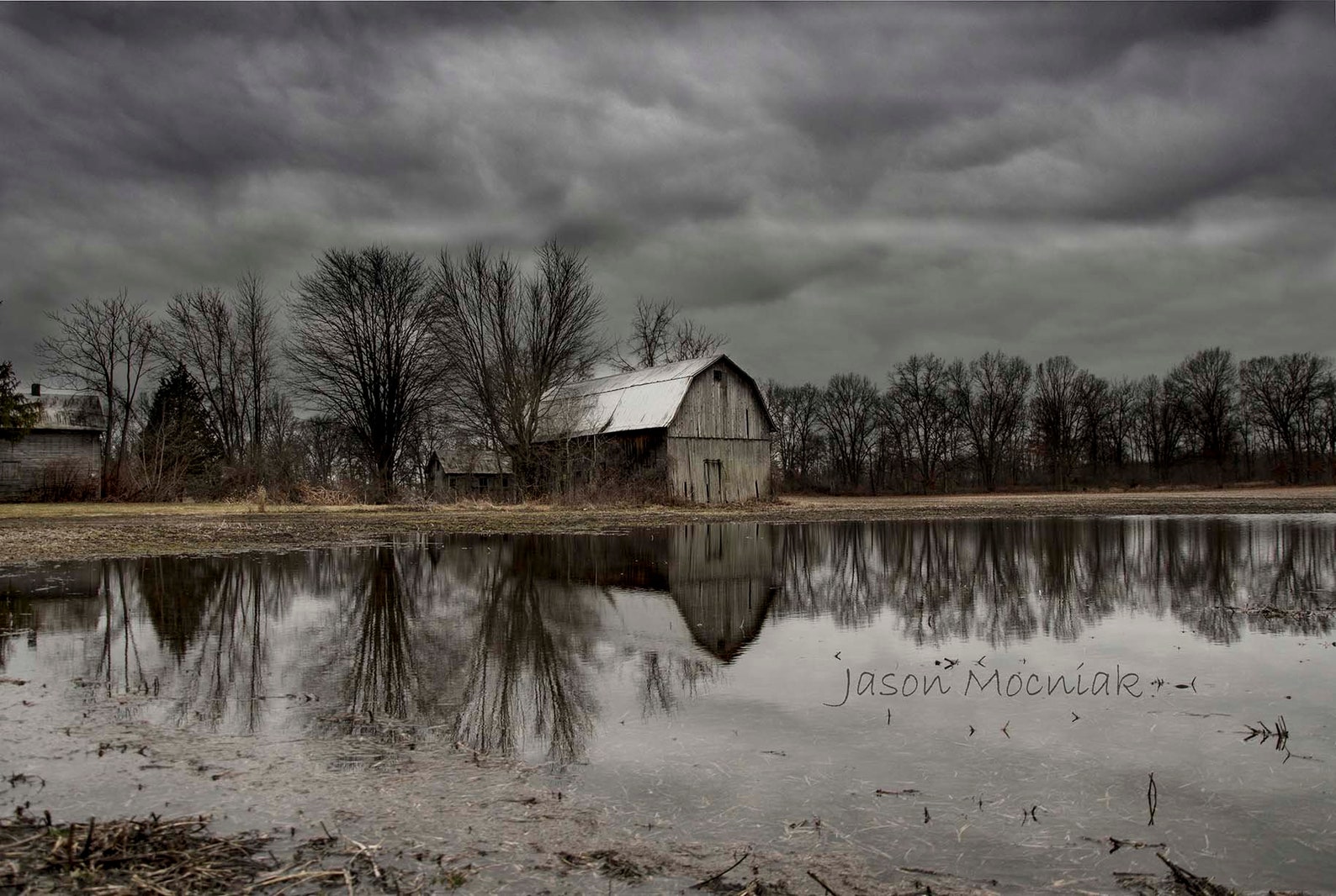 Moody Barn Reflections Art Print - Michigan Rural Photography - Etsy