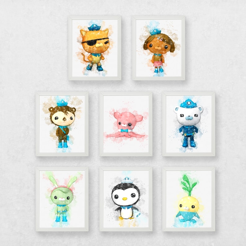 Set Of 8 Octonauts Octonauts Poster Octonauts Watercolor Etsy