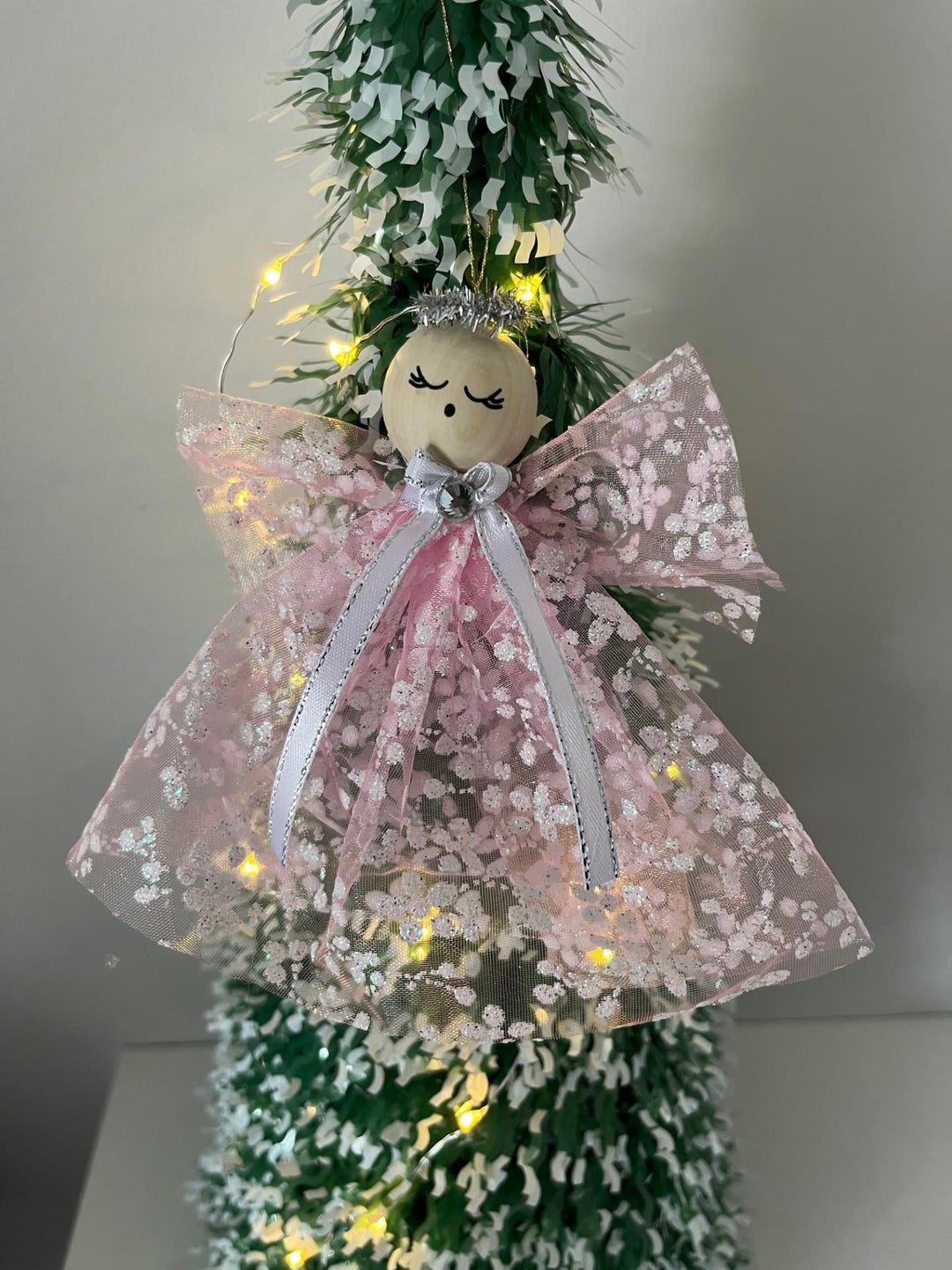 Angel, Handmade Angel, Shabby Chic Pink Christmas Tulle Angel, Angel ...