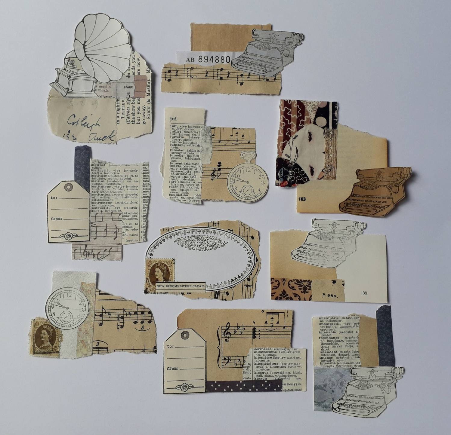 Vintage Themed Paper Clusters 10 Pieces Collage Embellishment Sete - Etsy