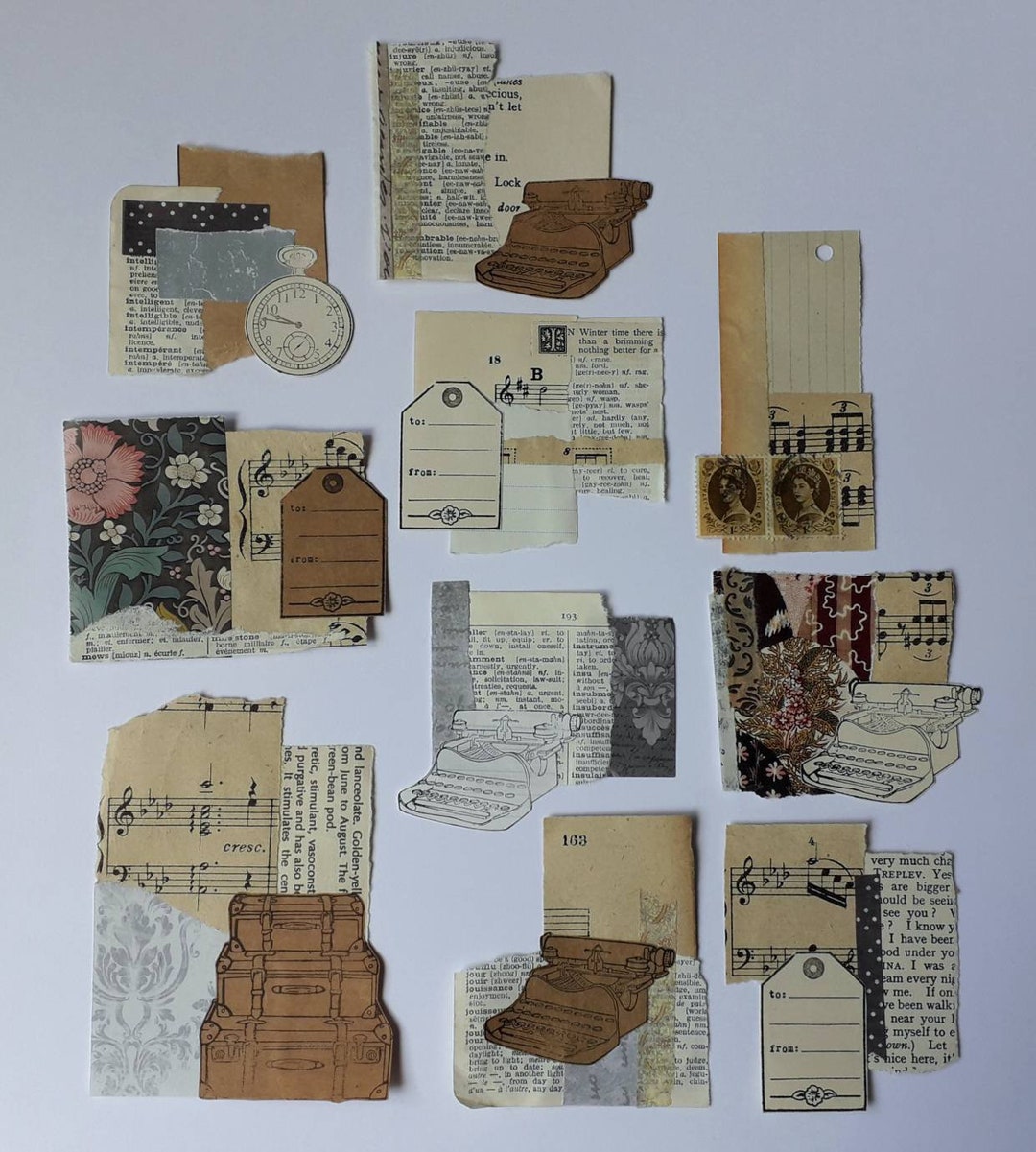 Vintage Themed Paper Clusters - 10 Pieces Collage Embellishment Setf - Etsy