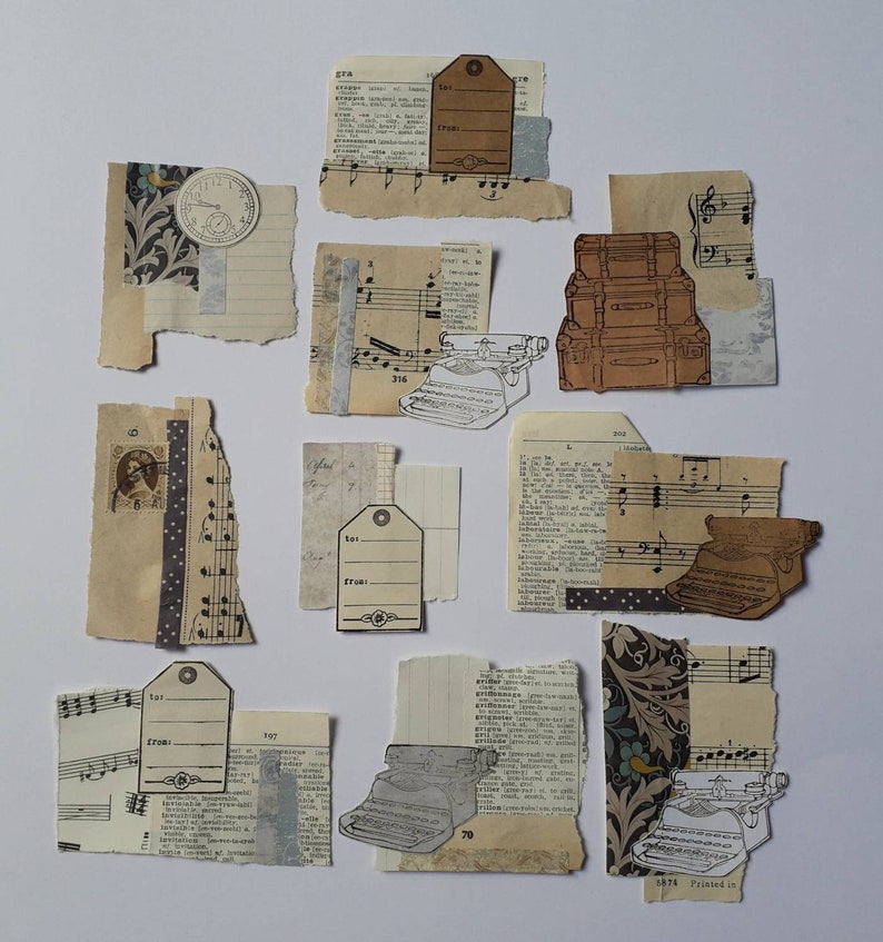 Vintage Themed Paper Clusters 10 Pieces Collage - Etsy