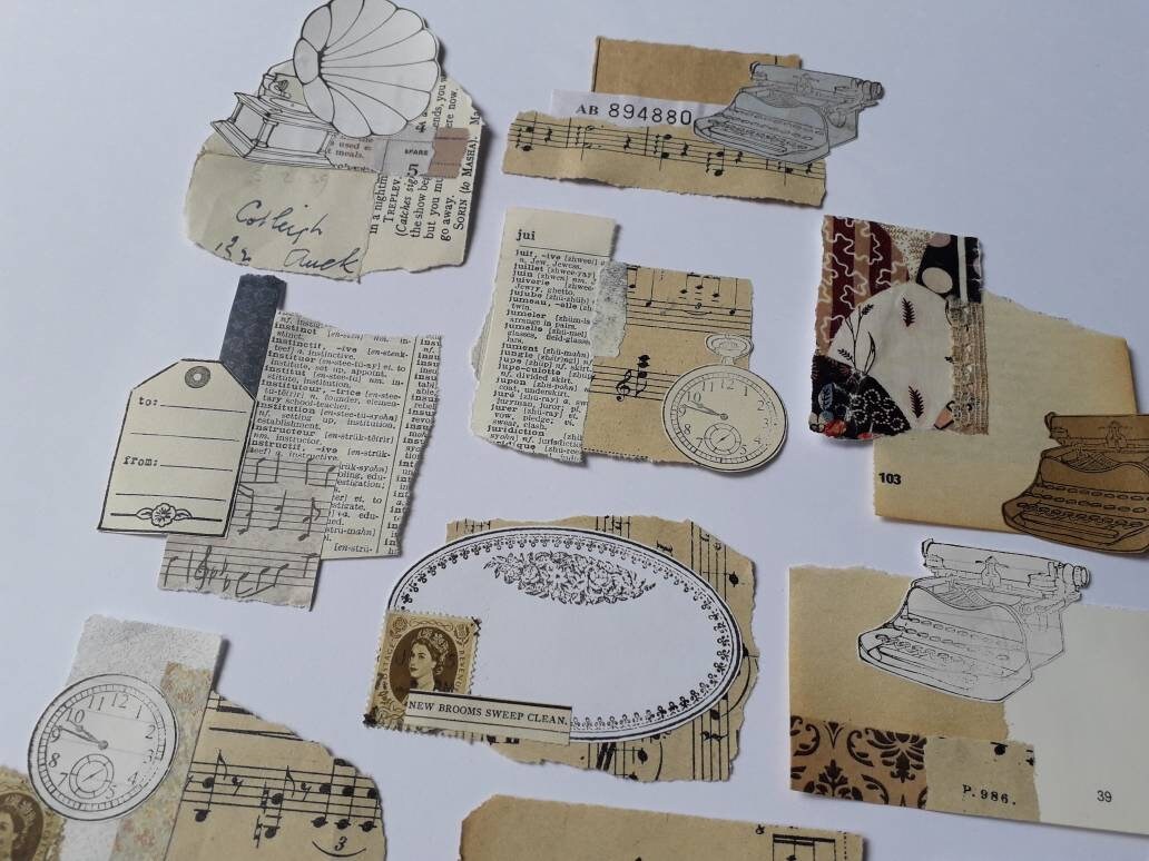 Vintage Themed Paper Clusters 10 Pieces Collage Embellishment Sete - Etsy