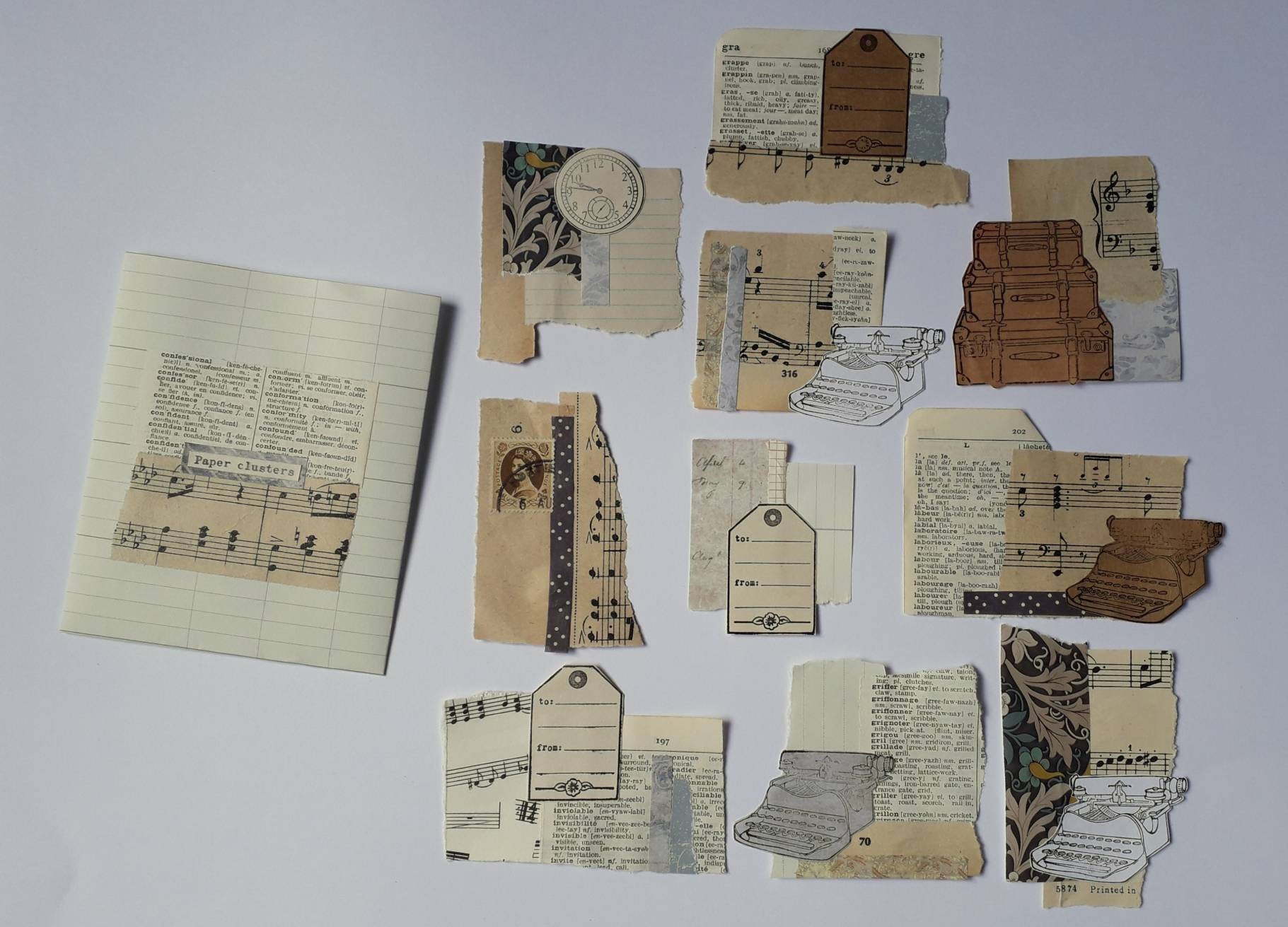 Vintage Themed Paper Clusters 10 Pieces Collage - Etsy