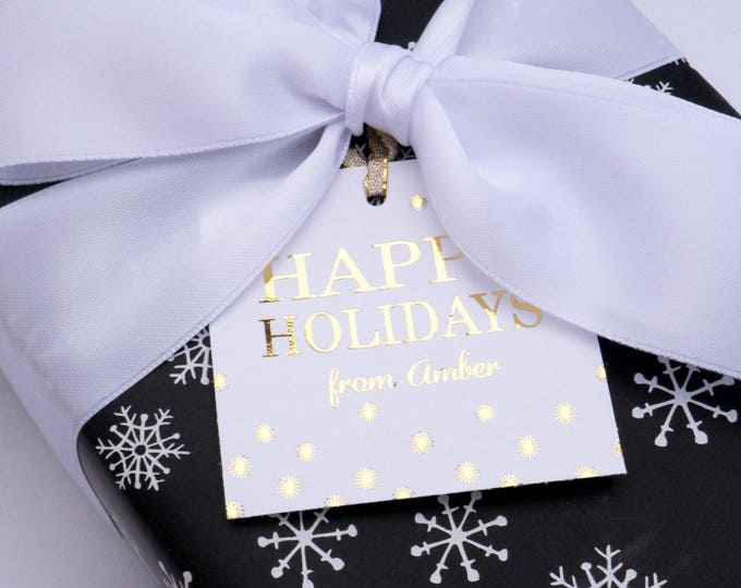 Happy Holidays Gift Tags Gold Foil Christmas Gift Tags Corporate ...