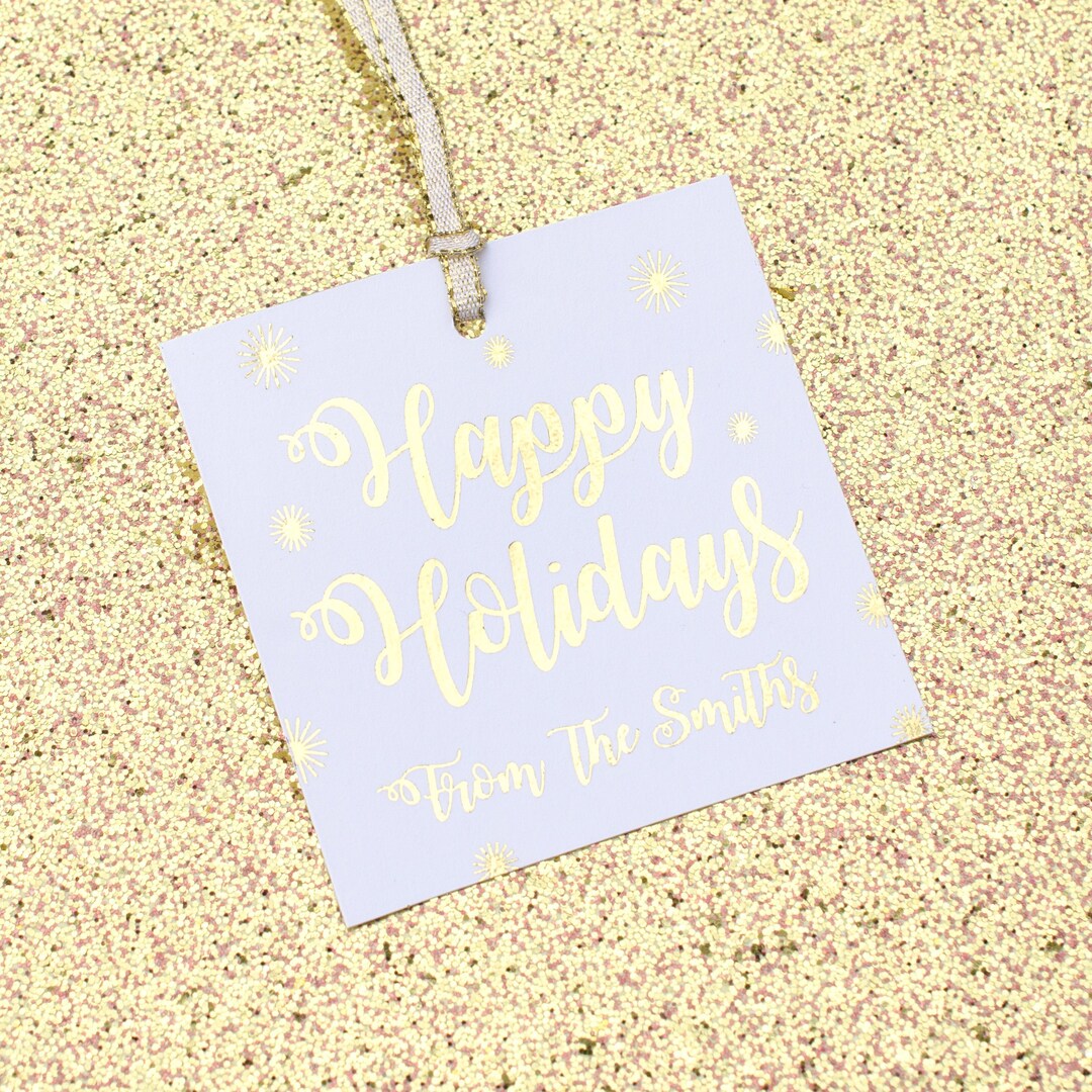 Happy Holidays Gift Tags Gold Foil Gift Tags Personalized - Etsy