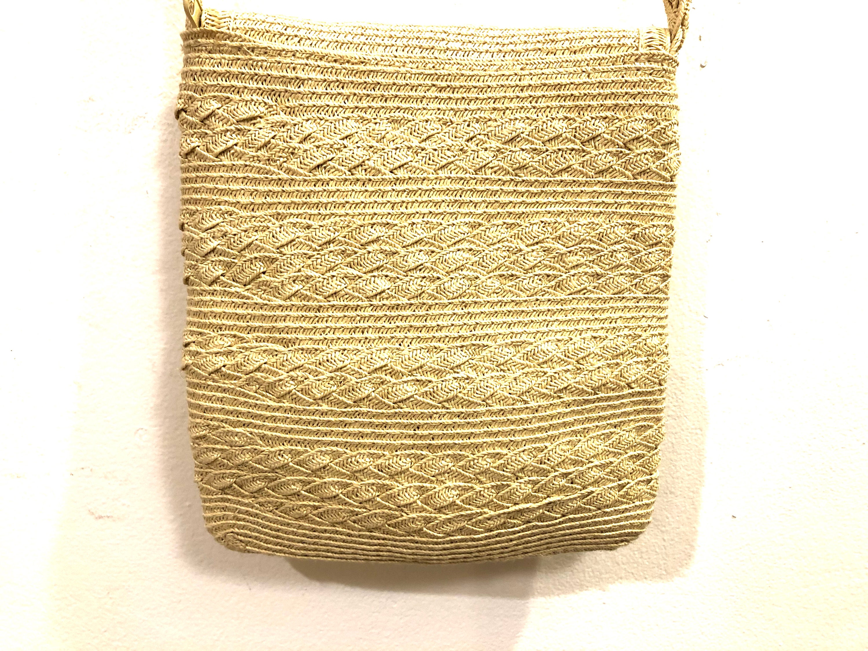 Cappelli Straworld A Woven Champagne Cross Body Purse With Alternating ...