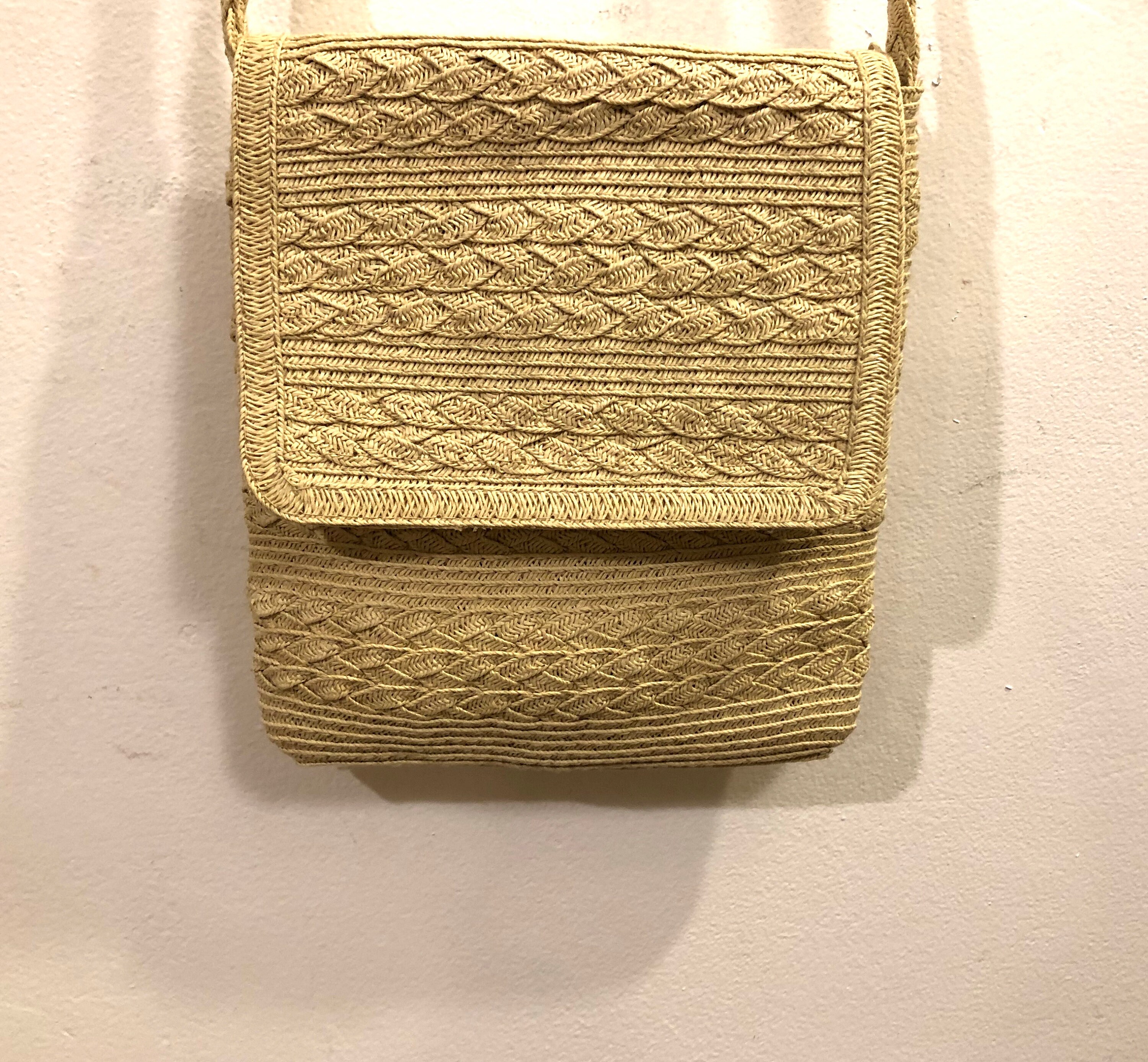 Cappelli Straworld A Woven Champagne Cross Body Purse With Alternating ...
