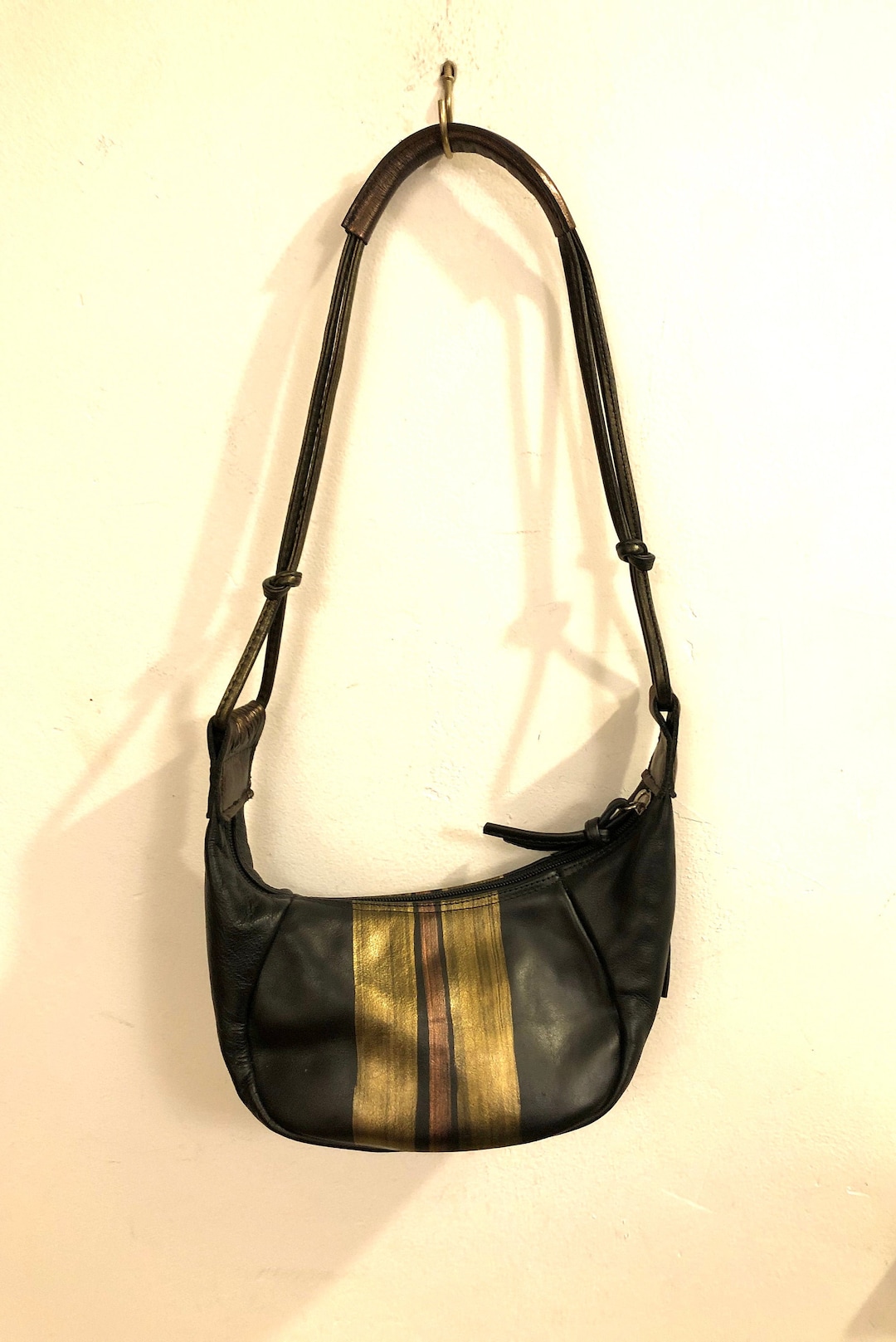 Astore - Made in Italy - a Black Leather Pouch/shoulder Bag With a ...