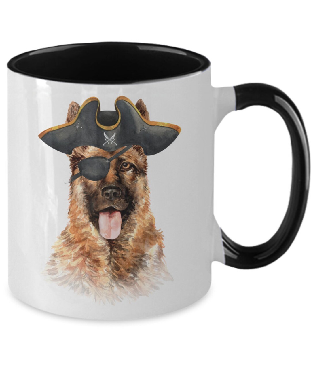 German Shepherd as a Pirate Mug, Halloween Costumed GSD Coffee Cup Gift ...