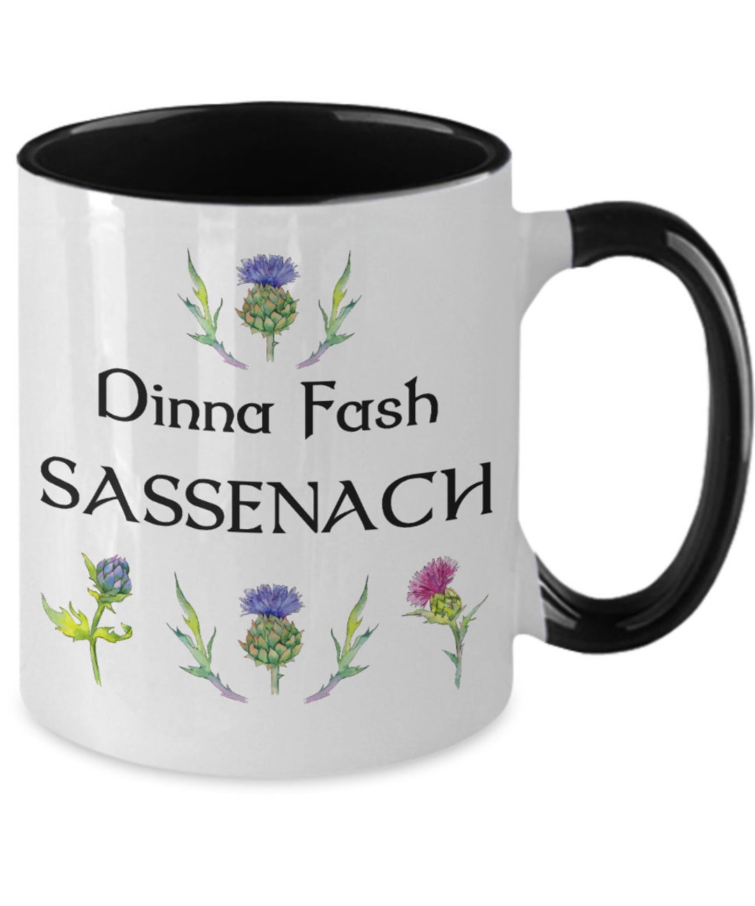 Dinna Fash Sassenach Mug, Inspired by Outlander TV Series, Two Tone ...