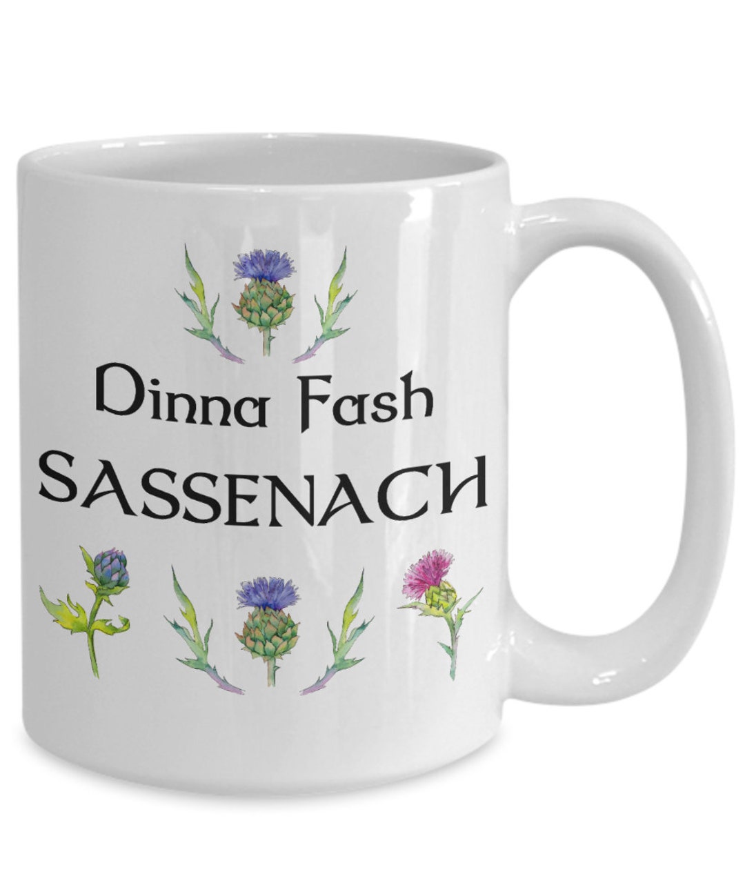 Dinna Fash Sassenach Mug, Inspired by Outlander TV Series, Flowery ...