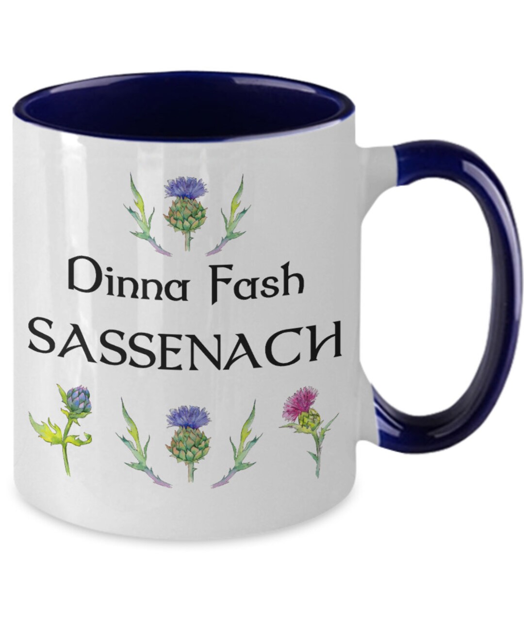 Dinna Fash Sassenach Mug, Inspired by Outlander TV Series, Thistle ...