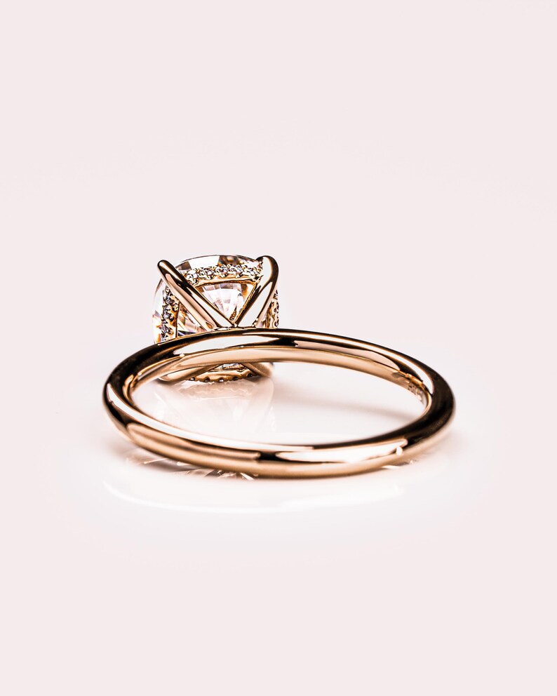 Harley - Cushion Cut Moissanite Engagement Ring With Hidden Halo | Zen ...