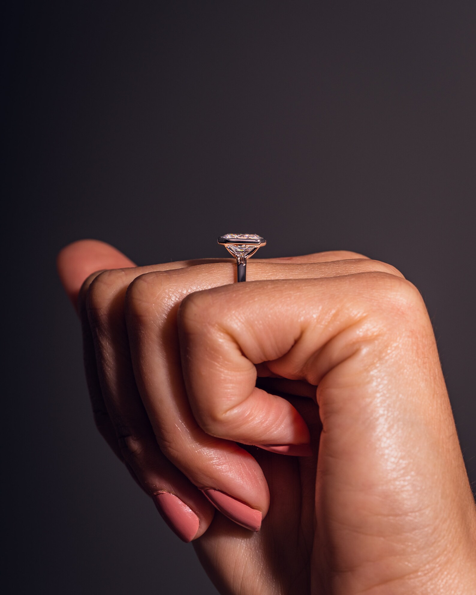 Beth - Emerald Cut Moissanite Engagement Ring With Bezel | Zen ...